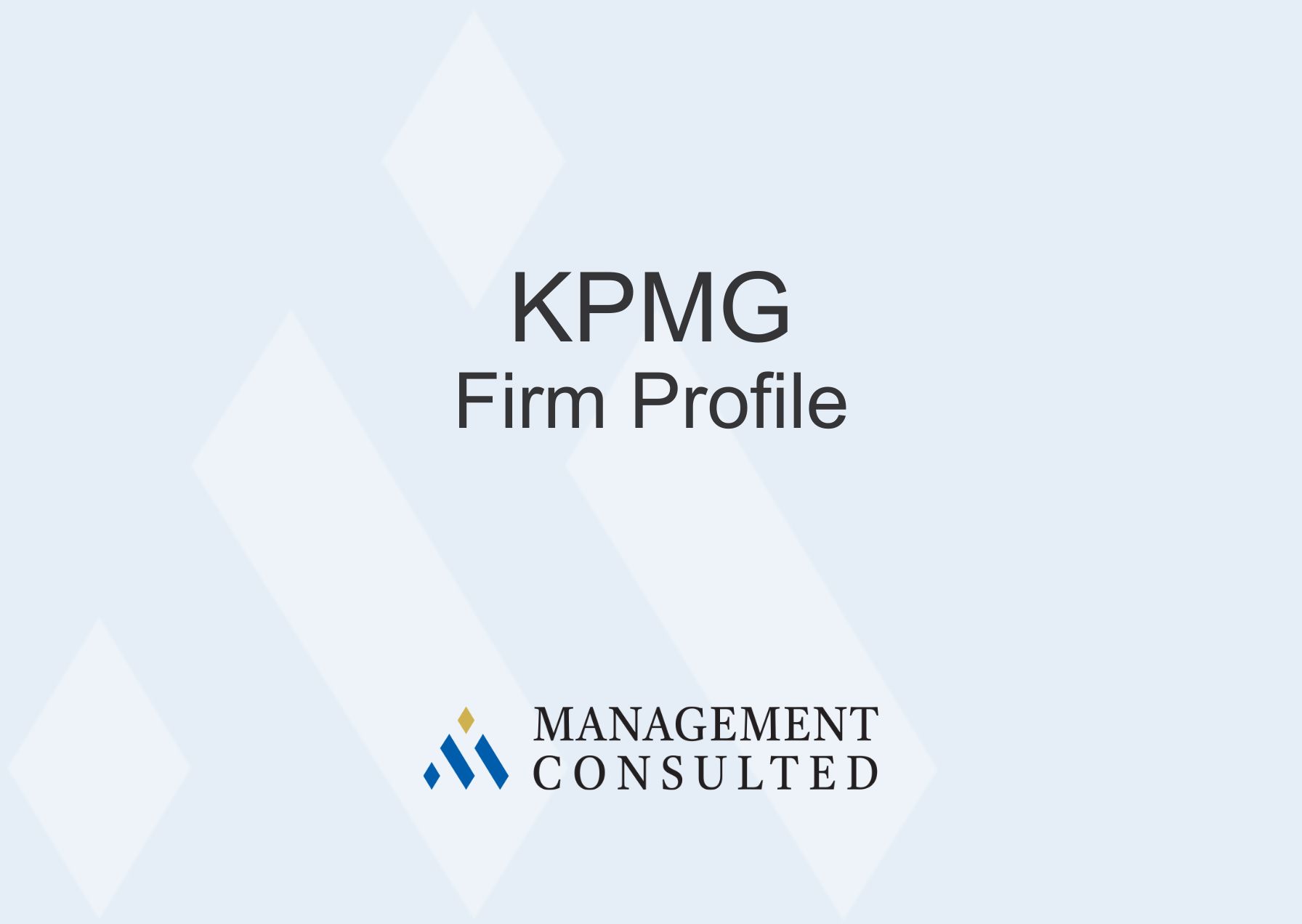 KPMG Firm Overview | Management Consulted