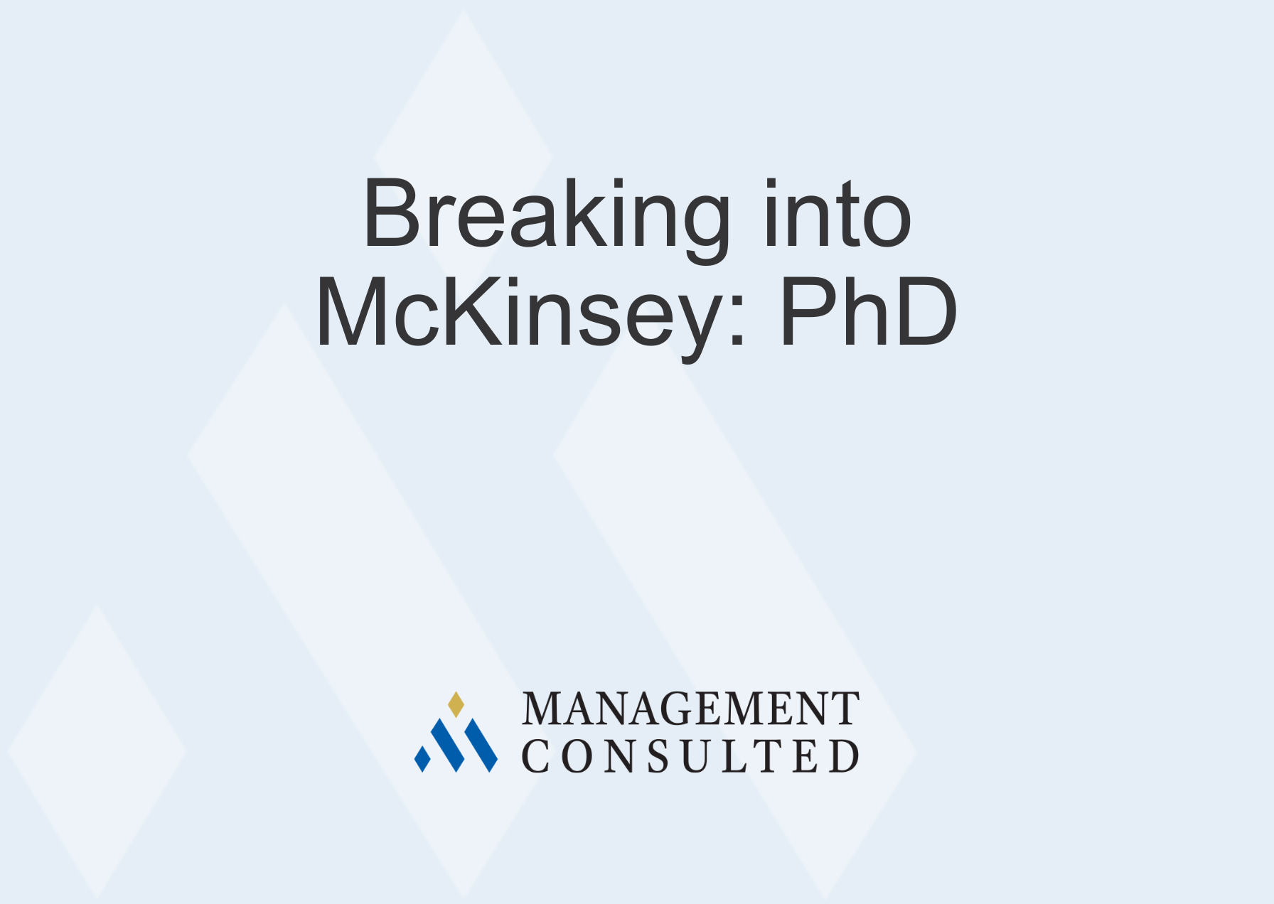 Apply To McKinsey as an APD - Management Consulted