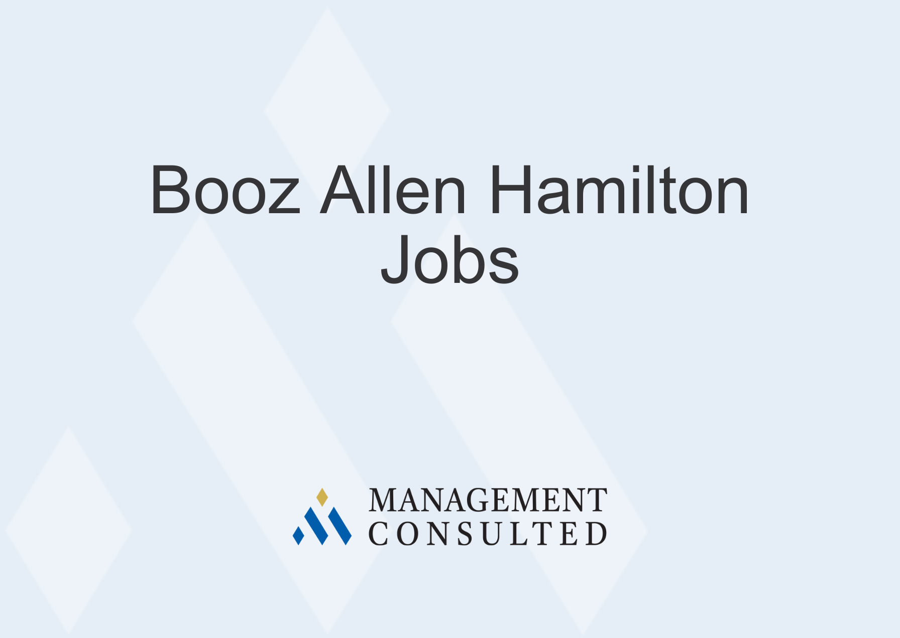 Booz Allen Hamilton Jobs | Management Consulted
