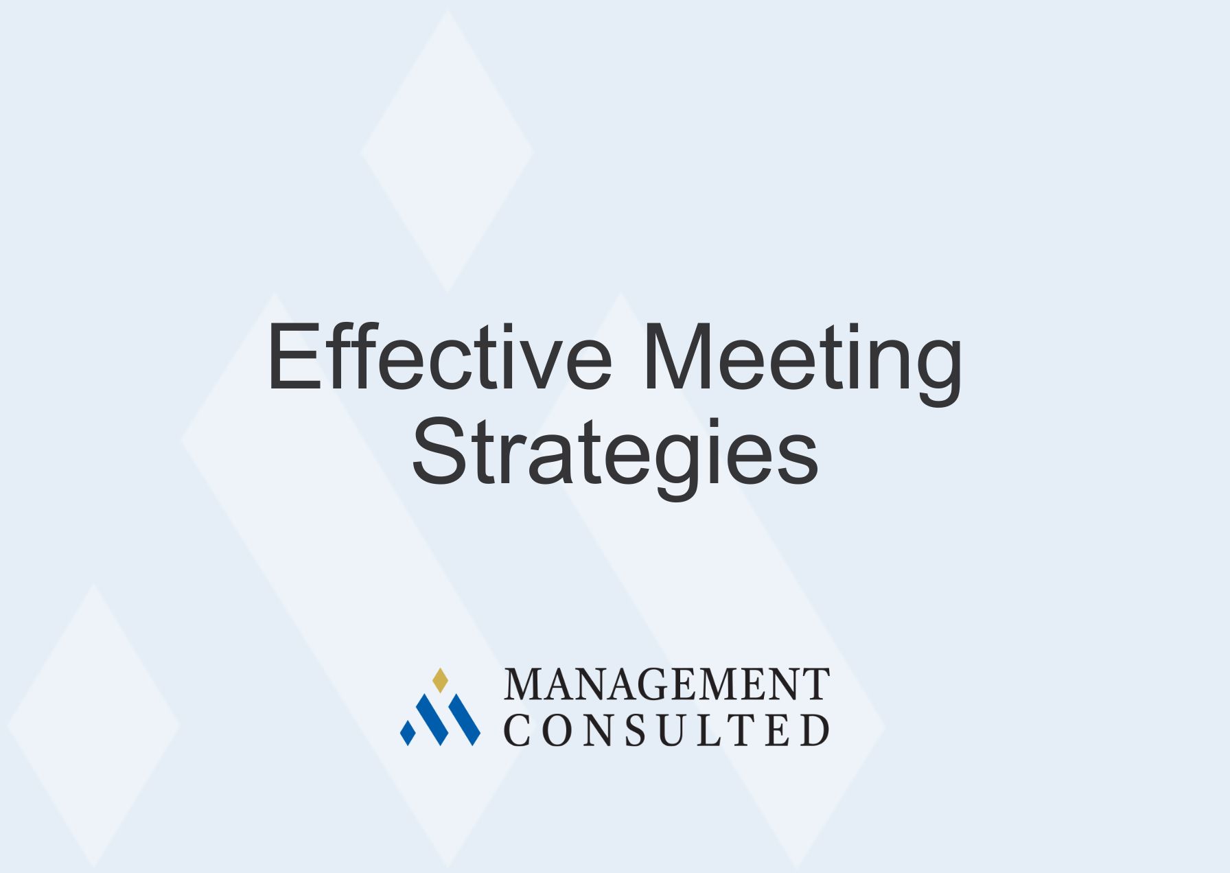 Effective Meeting Strategies | Corporate Training & Consulting Prep