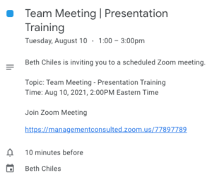 Proper Formatting for Calendar Invites | Management Consulted