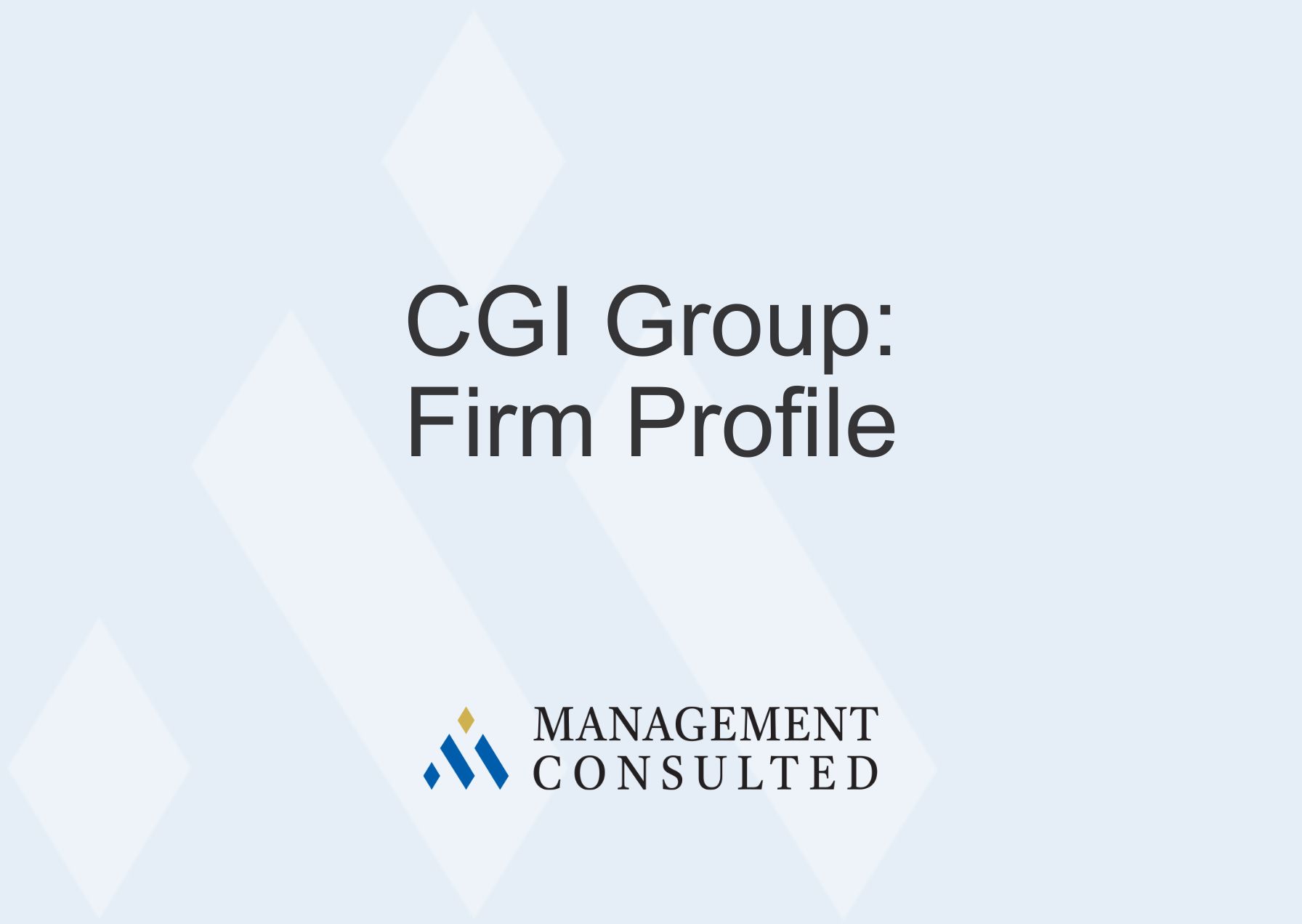 CGI Group Firm Profile | Management Consulted