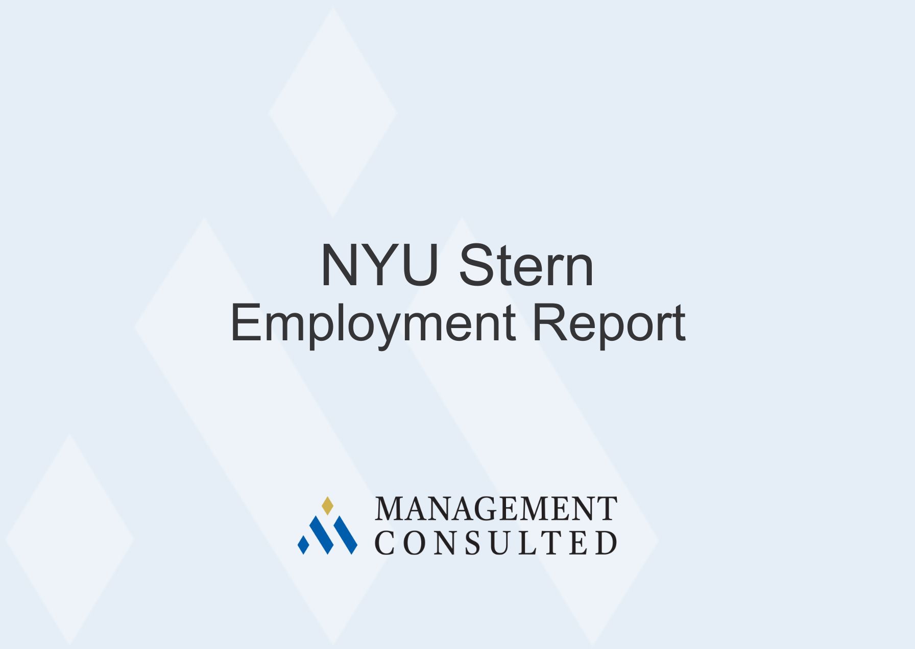 NYU Stern Employment Report | Management Consulted
