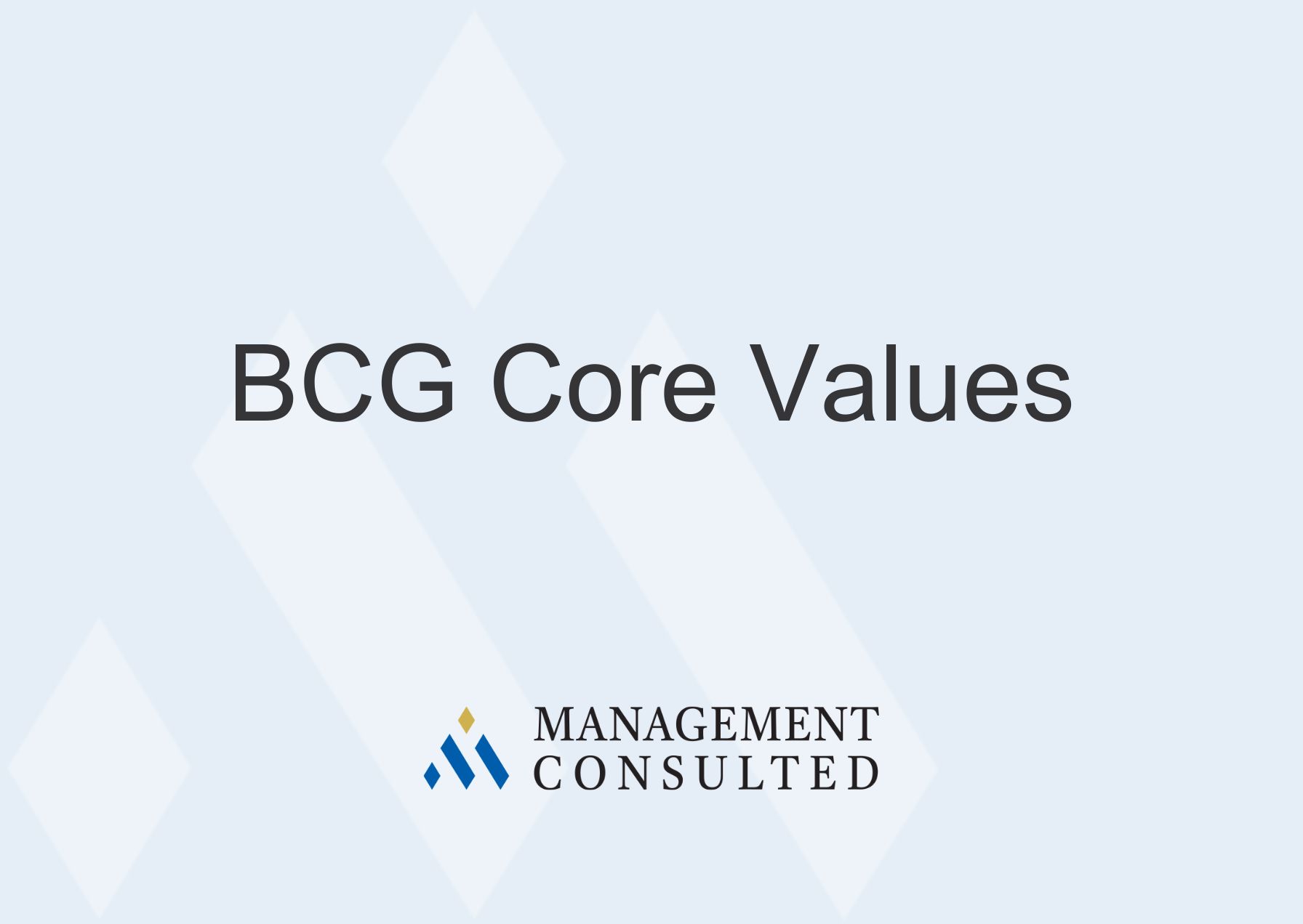 BCG Values | Management Consulted