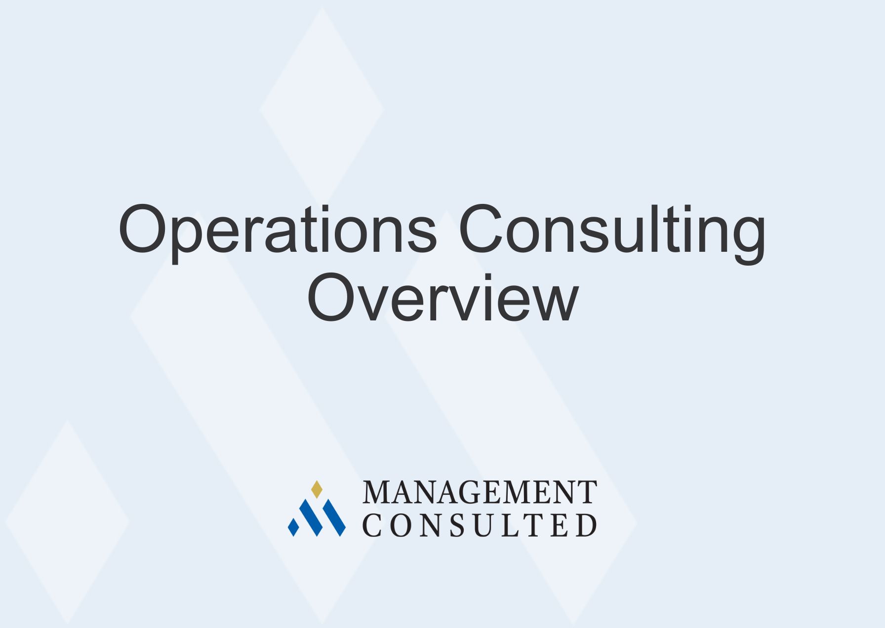 Operations Consulting | Management Consulted
