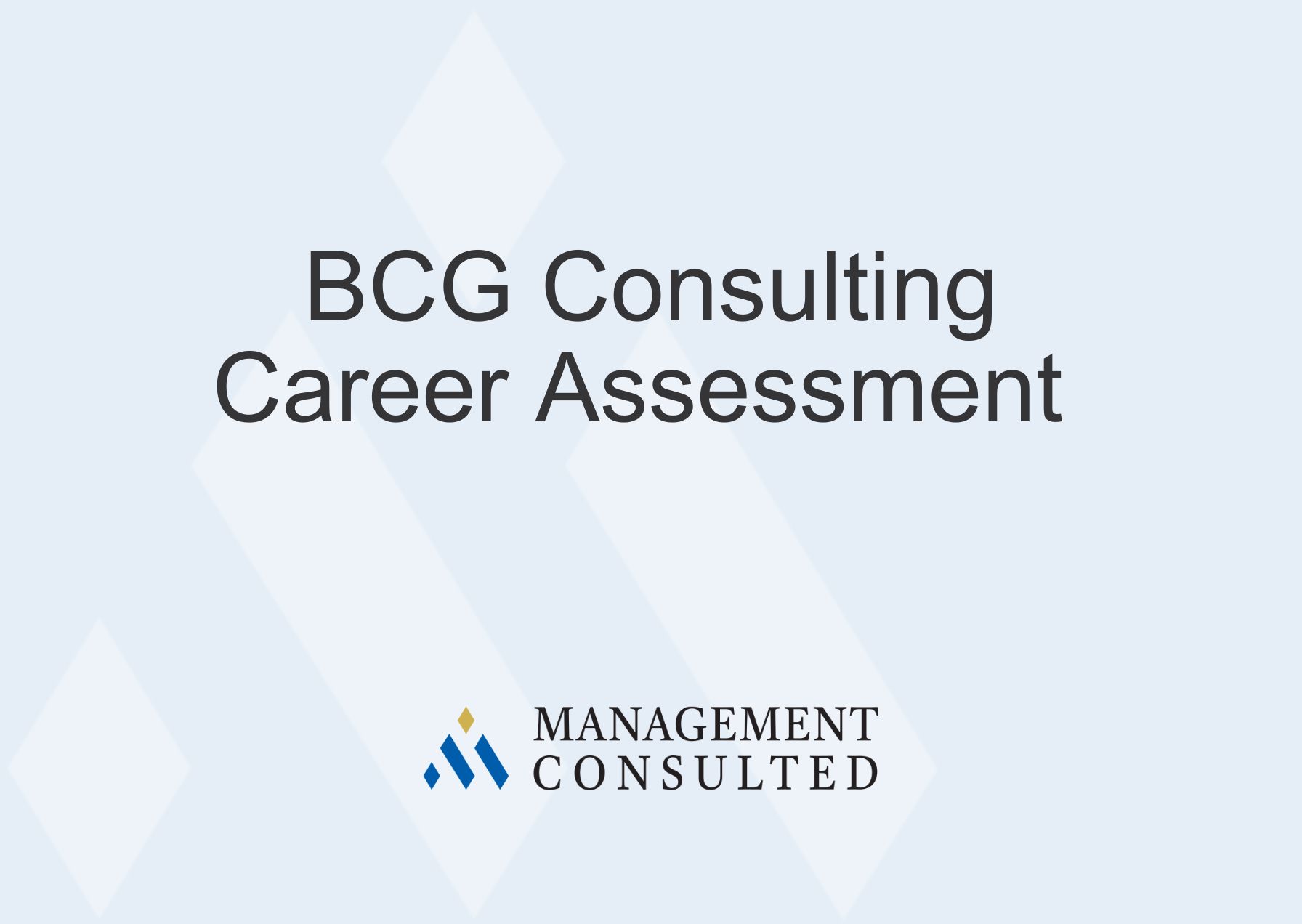 Consulting Career Assessment (CCA) from BCG
