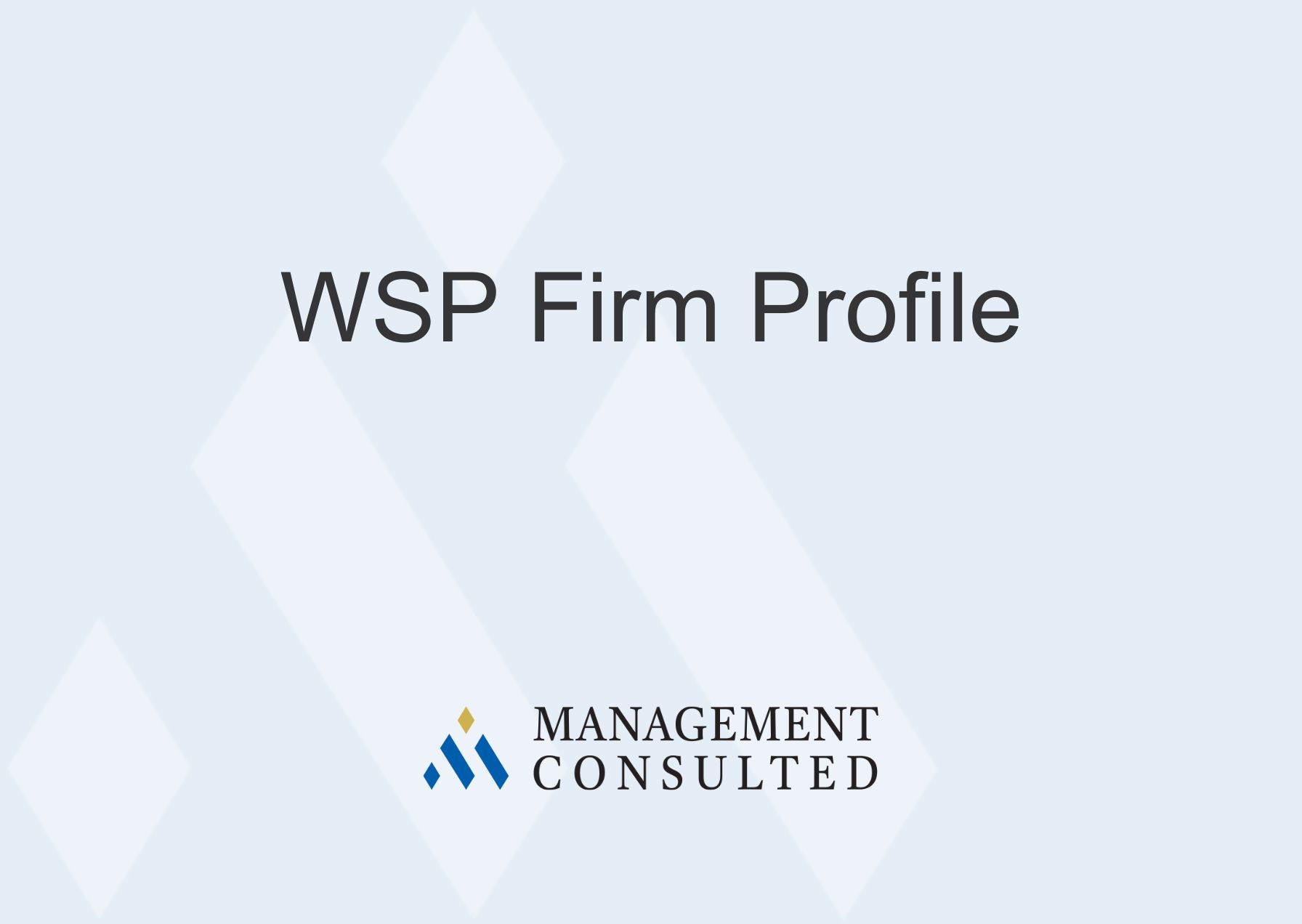 WSP Firm Profile | Management Consulted