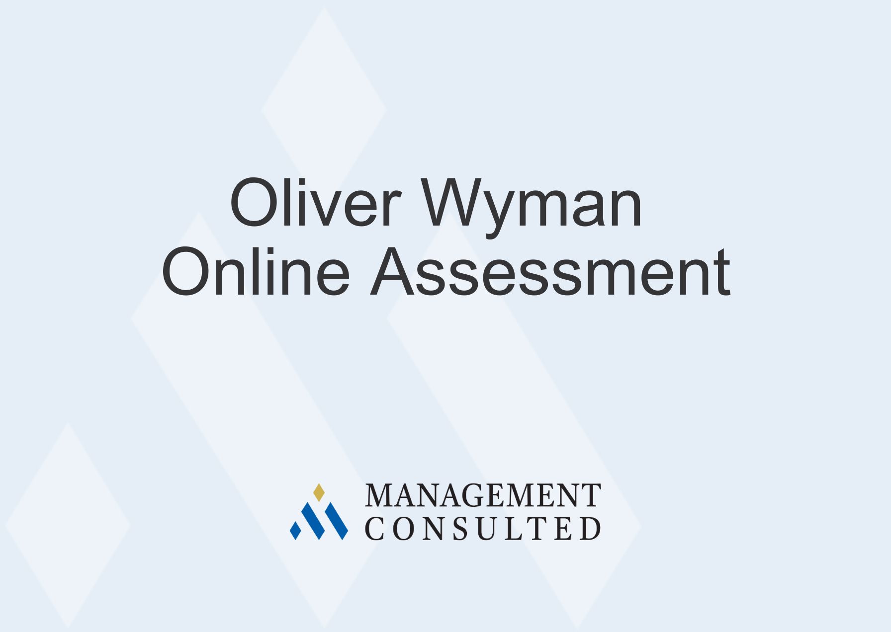 Oliver Wyman Online Assessment 2025 | Management Consulted