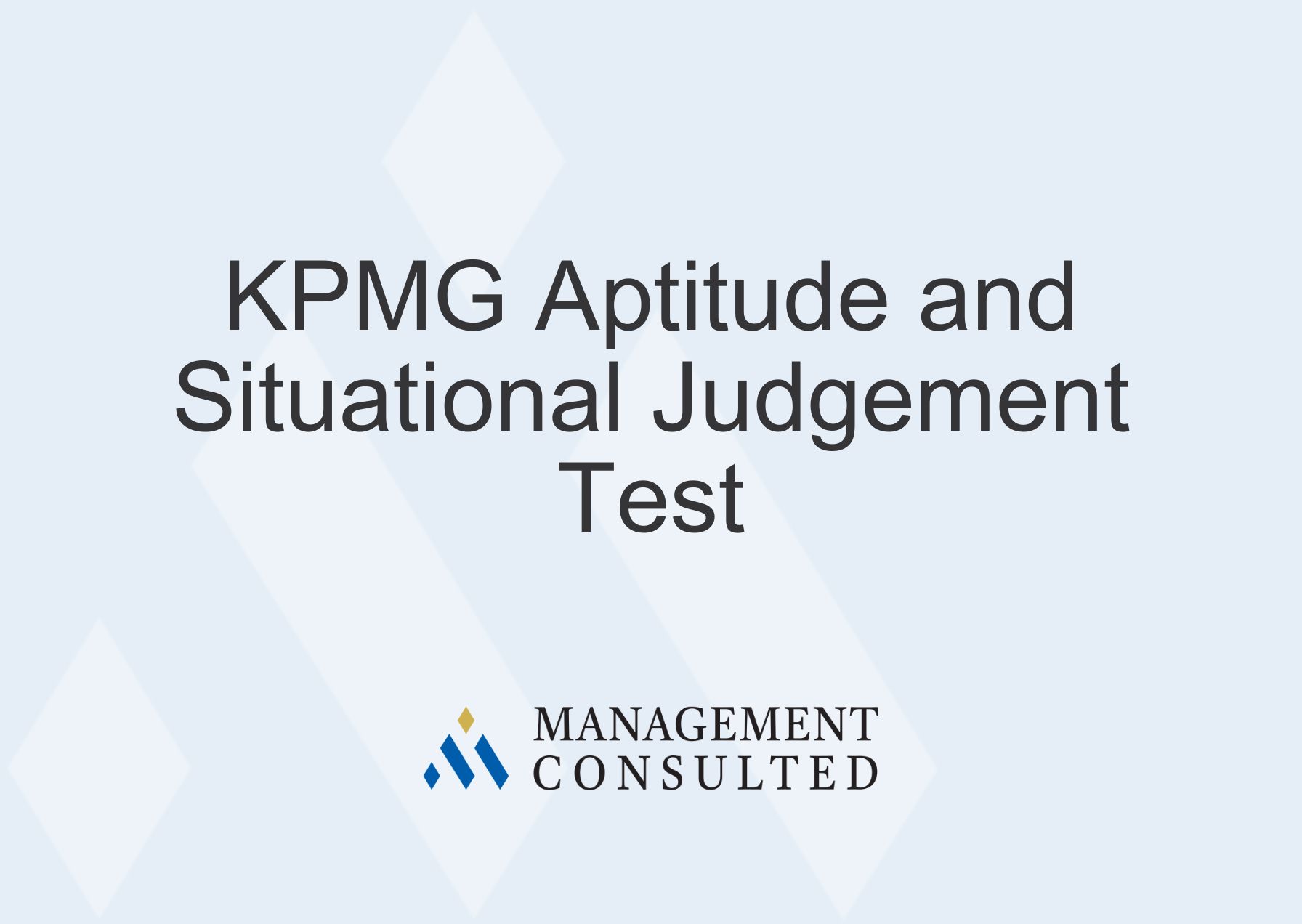 KPMG Aptitude and Situational Judgement Test