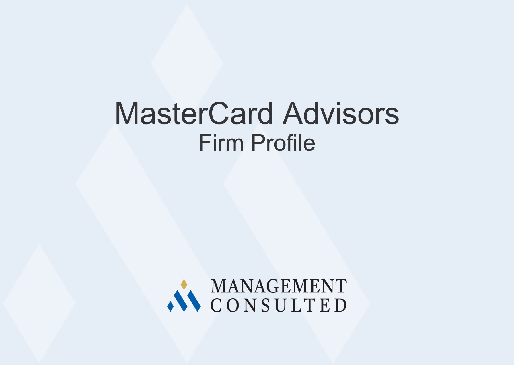 Mastercard Advisors Firm Profile | Management Consulted