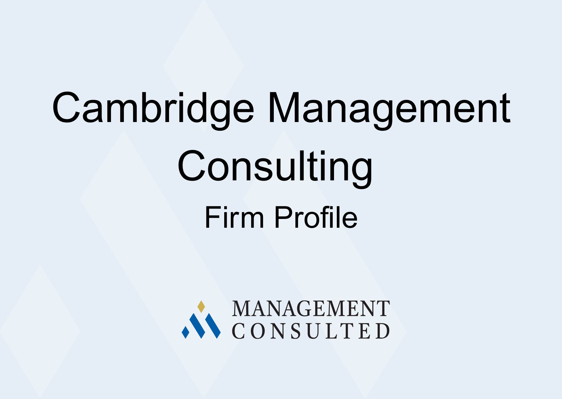 Cambridge Management Consulting Firm Profile | MC